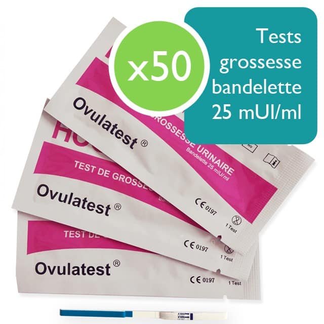 50 tests de grossesse bandelette 25 mUI - ovulatest